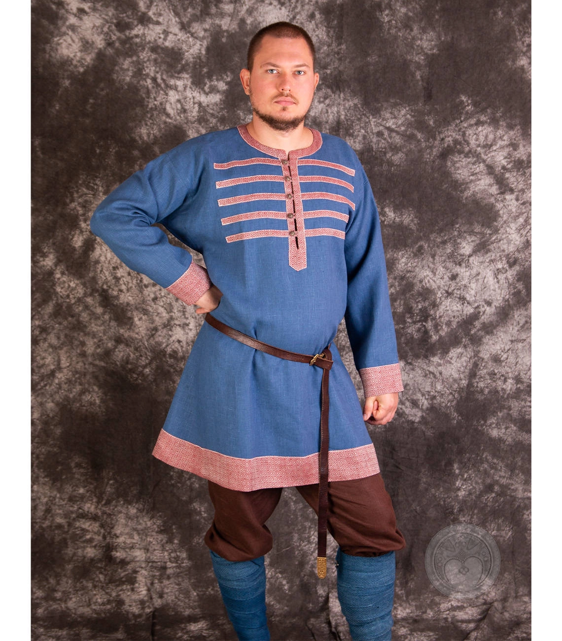 Kievan Rus linen long shirt, decorated with diamond twill linen trim | Early Middle Ages \ Men's ...